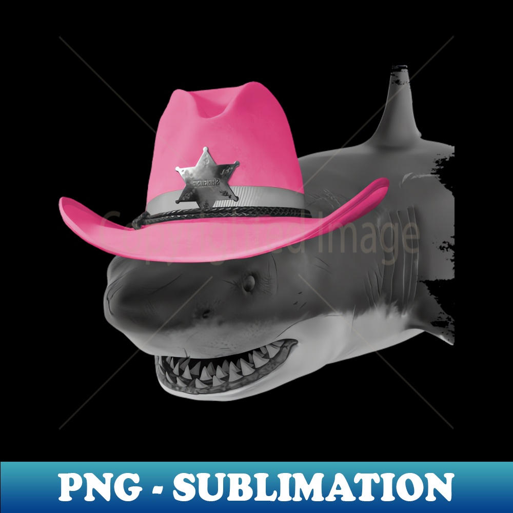 Shark Wearing Pink Cowboy Hat Cowgirl - Aesthetic Sublimatio | Inspire ...