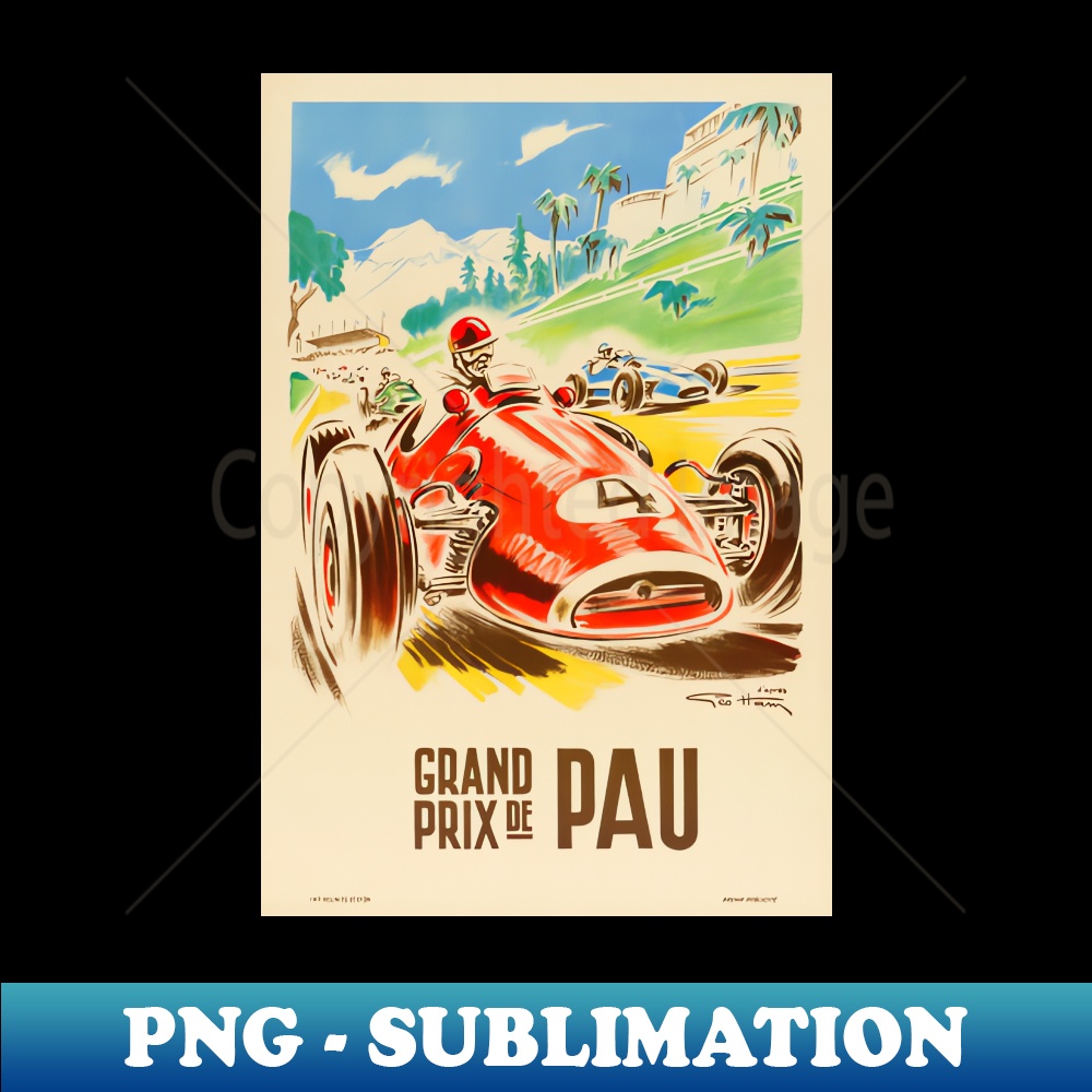 Grand Prix de Pau Vintage Poster 1950 - Unique Sublimation P | Inspire ...