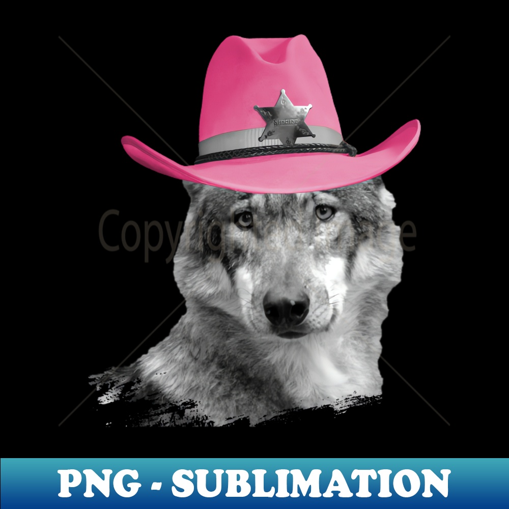 Wolf Wearing Pink Cowboy Hat Cowgirl - Decorative Sublimatio | Inspire ...