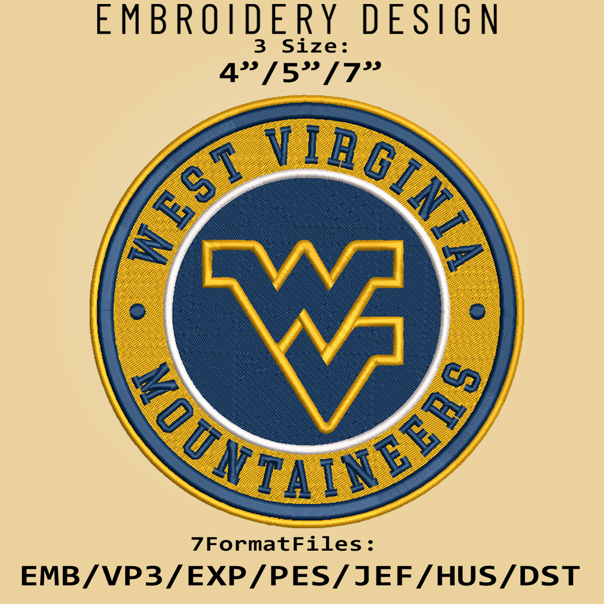 NCAA Logo West Virginia Mountaineers, Embroidery design, Emb | Inspire ...