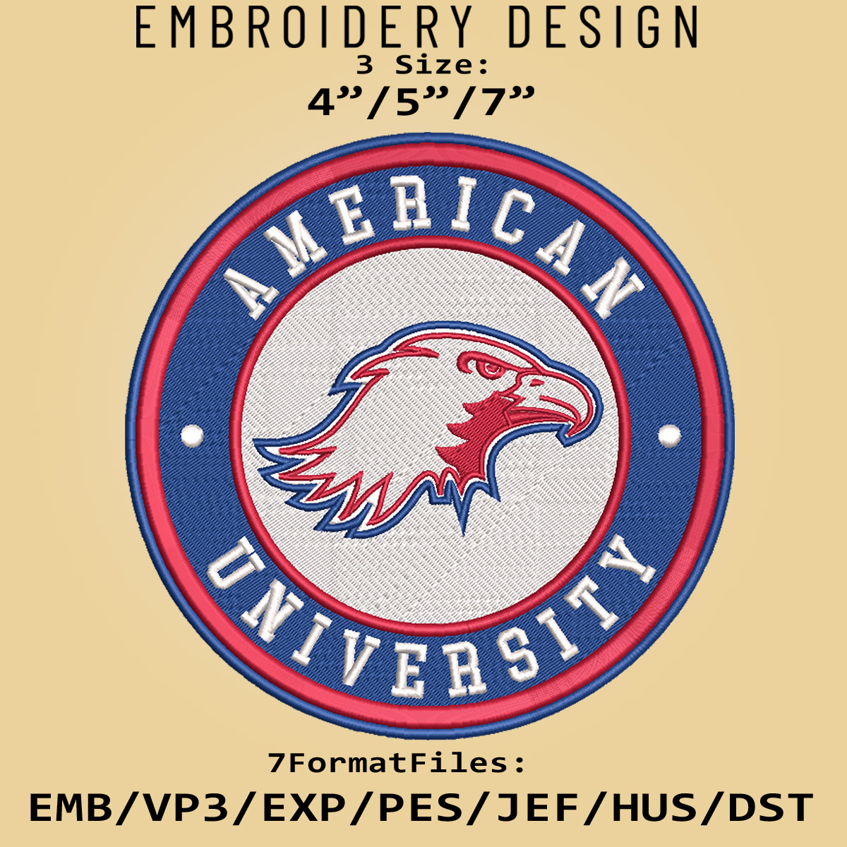 NCAA Logo American University, Embroidery design, Embroidery | Inspire ...