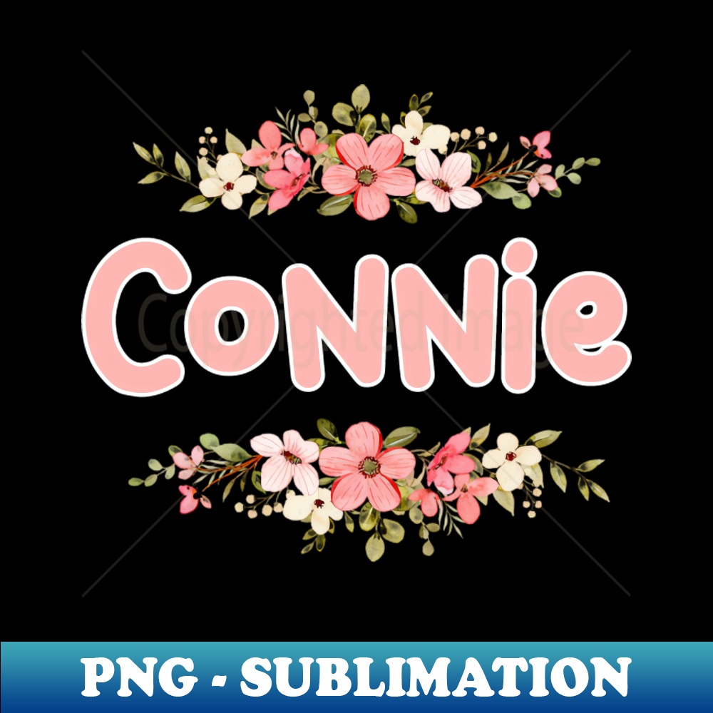Flower Border Connie Name Label - Retro PNG Sublimation Digi | Inspire ...