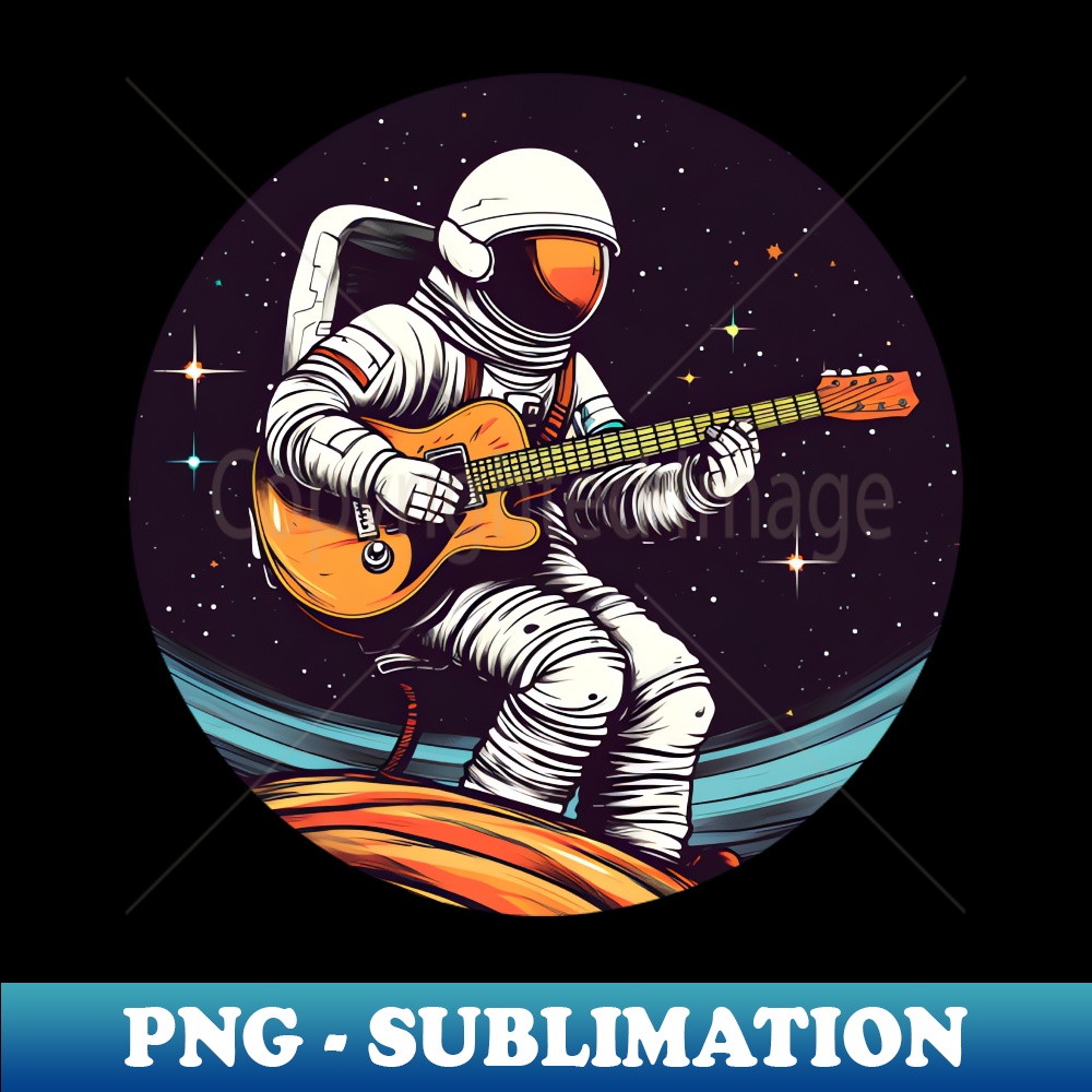 Space Astronaut Playing Electric Guitar in Space Tondo Styl | Inspire ...