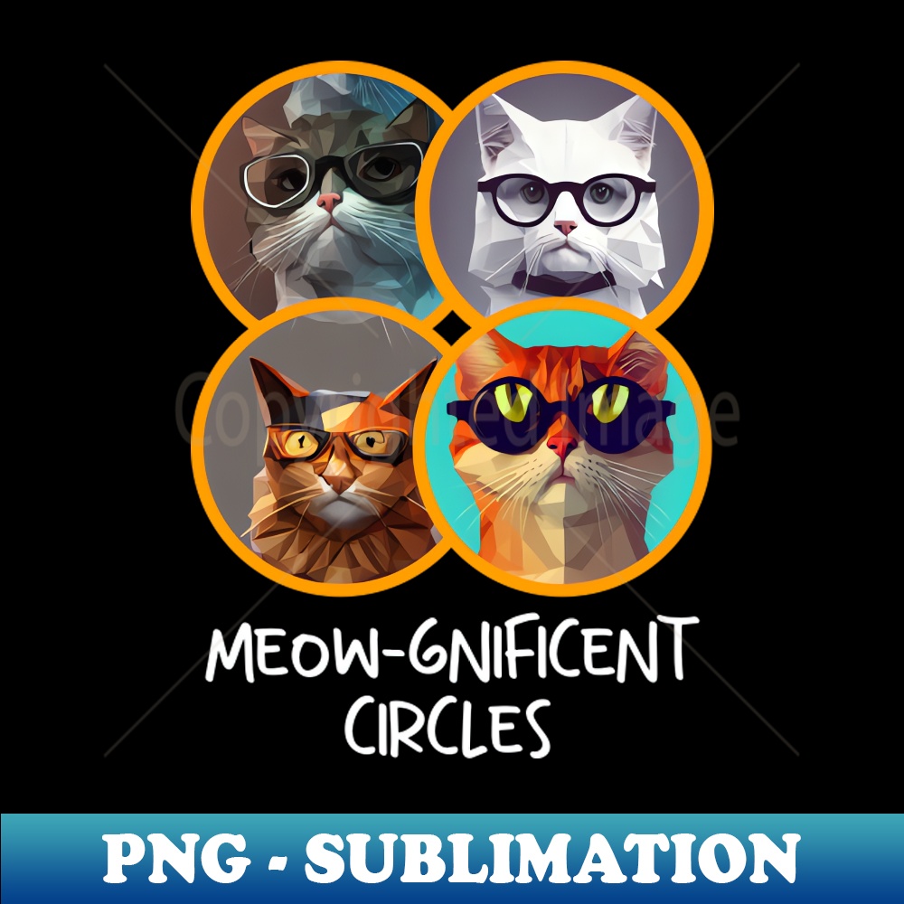 Geometric Magnificent Circle Cats Wearing Glasses - Premium - Inspire Uplift