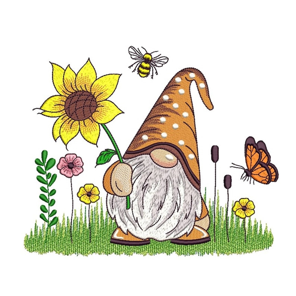 Summer Gnome Machine Embroidery Design, 3 sizes, Instant Dow | Inspire ...