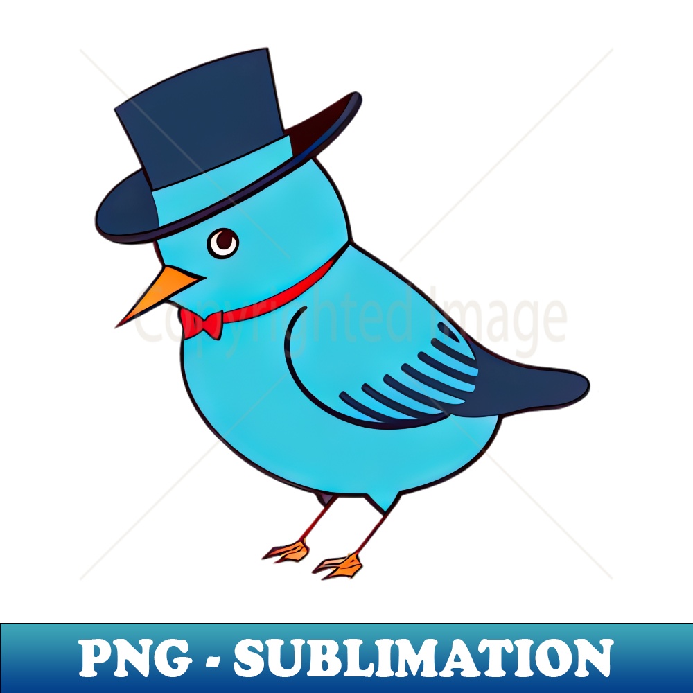 Little blue bird with a top hat and bow tie - High-Resolutio | Inspire ...