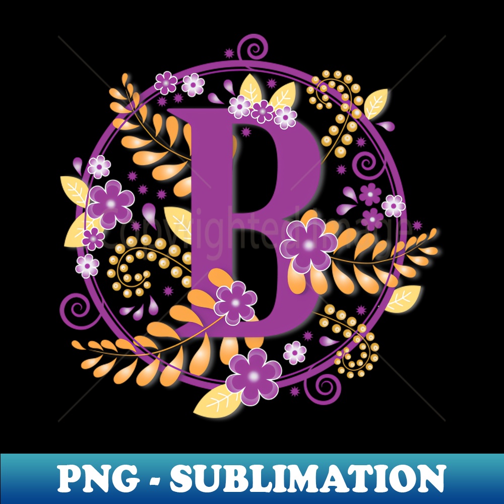 Floral Letter B Purple Gold - PNG Transparent Sublimation F - Inspire ...
