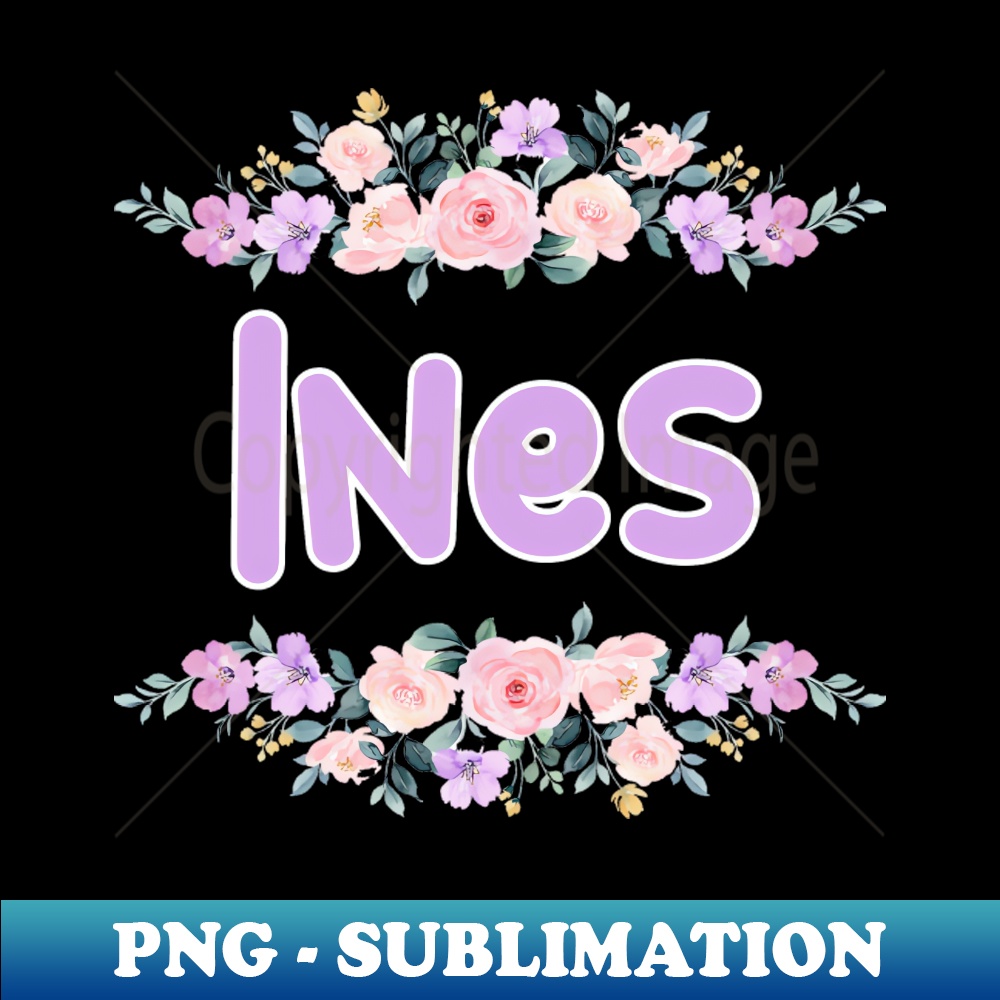 Purple Flower Ines Name Label - Instant Sublimation Digital | Inspire ...