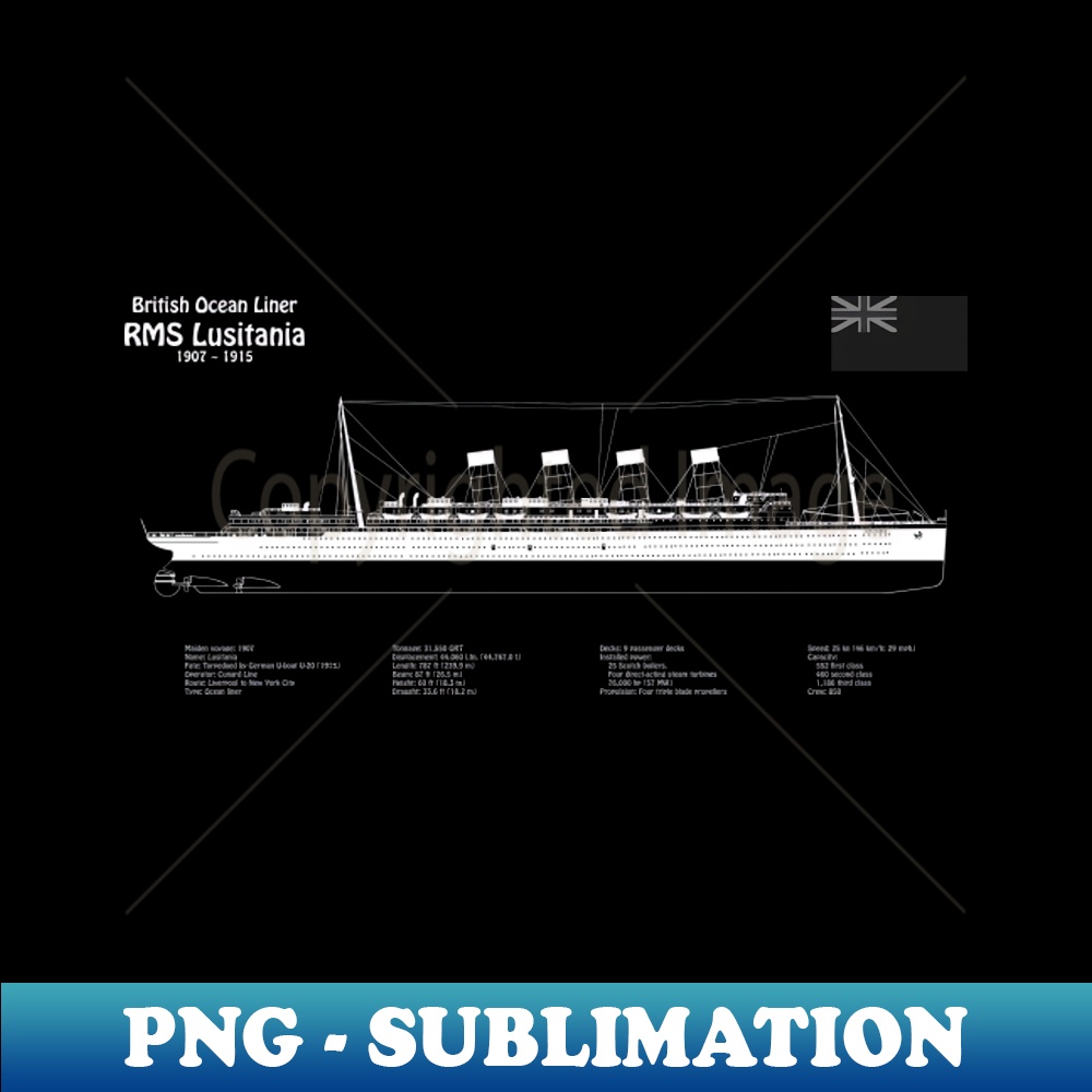 RMS Lusitania ship plans Cunard Ocean Liner - PBpng - Speci - Inspire ...