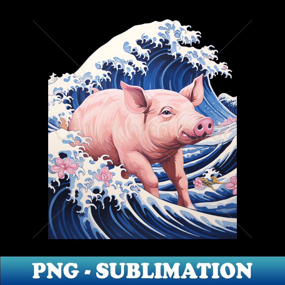 Vintage Japanese Pig - The Great Pig of Kanagawa - Trendy Su - Inspire ...