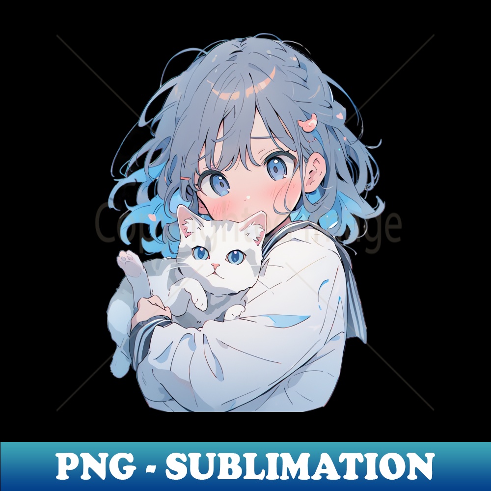 Adorable Anime Waifu Neko - PNG Transparent Sublimation Desi | Inspire ...