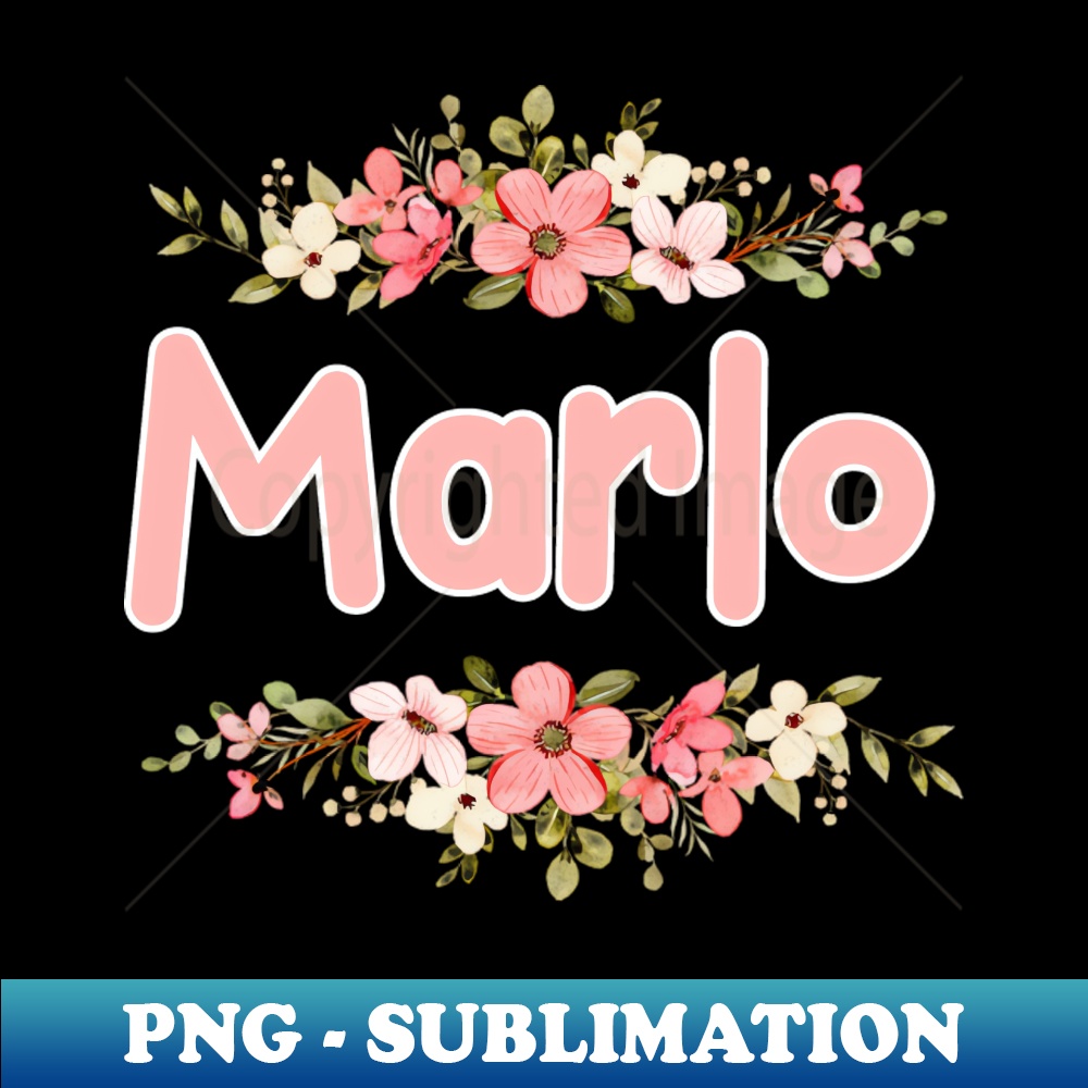 Flower Border Marlo Name Label - PNG Transparent Digital Dow - Inspire ...