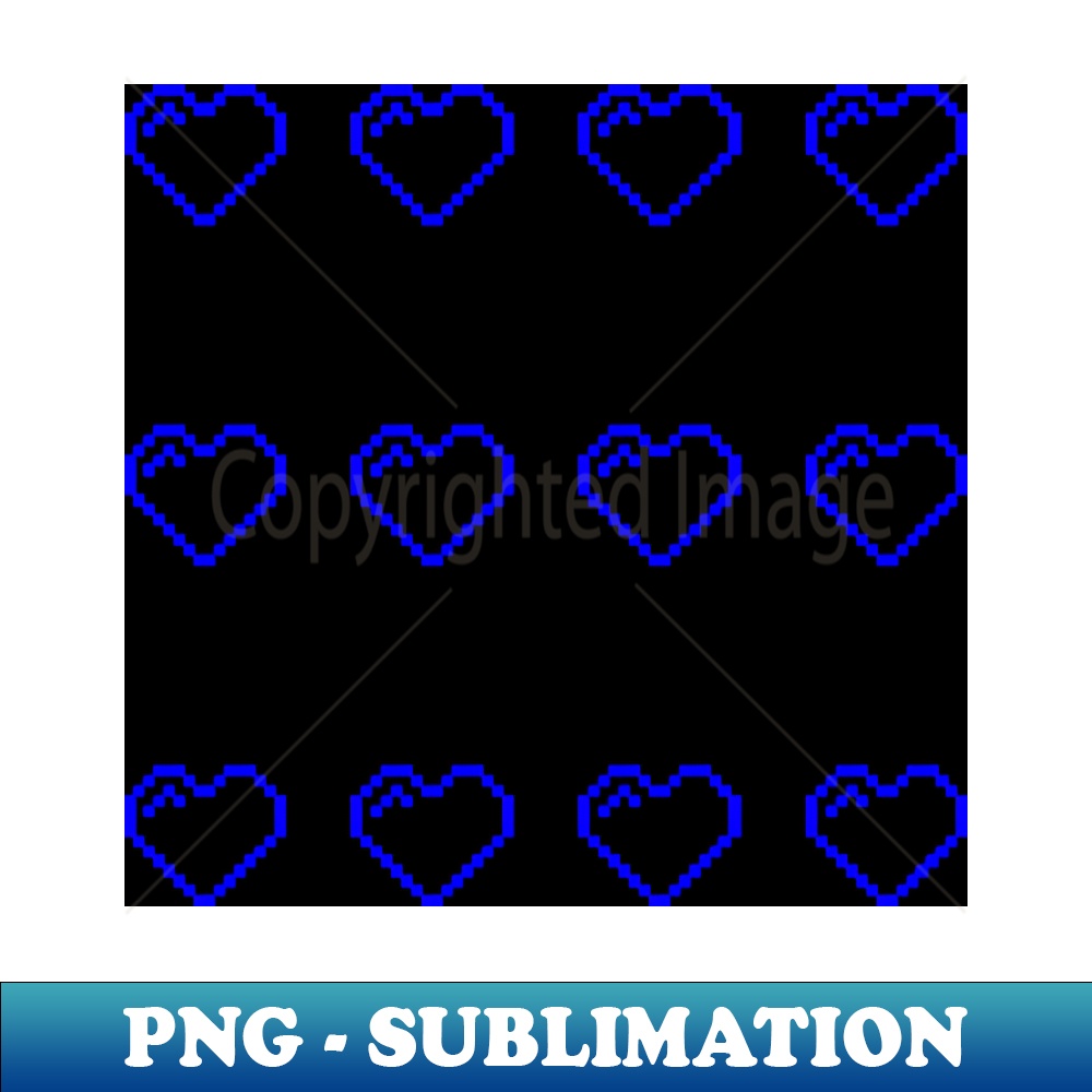 Pixel Art BLUE HEART Outline Emoji Bitmap - Digital Sublimat - Inspire ...