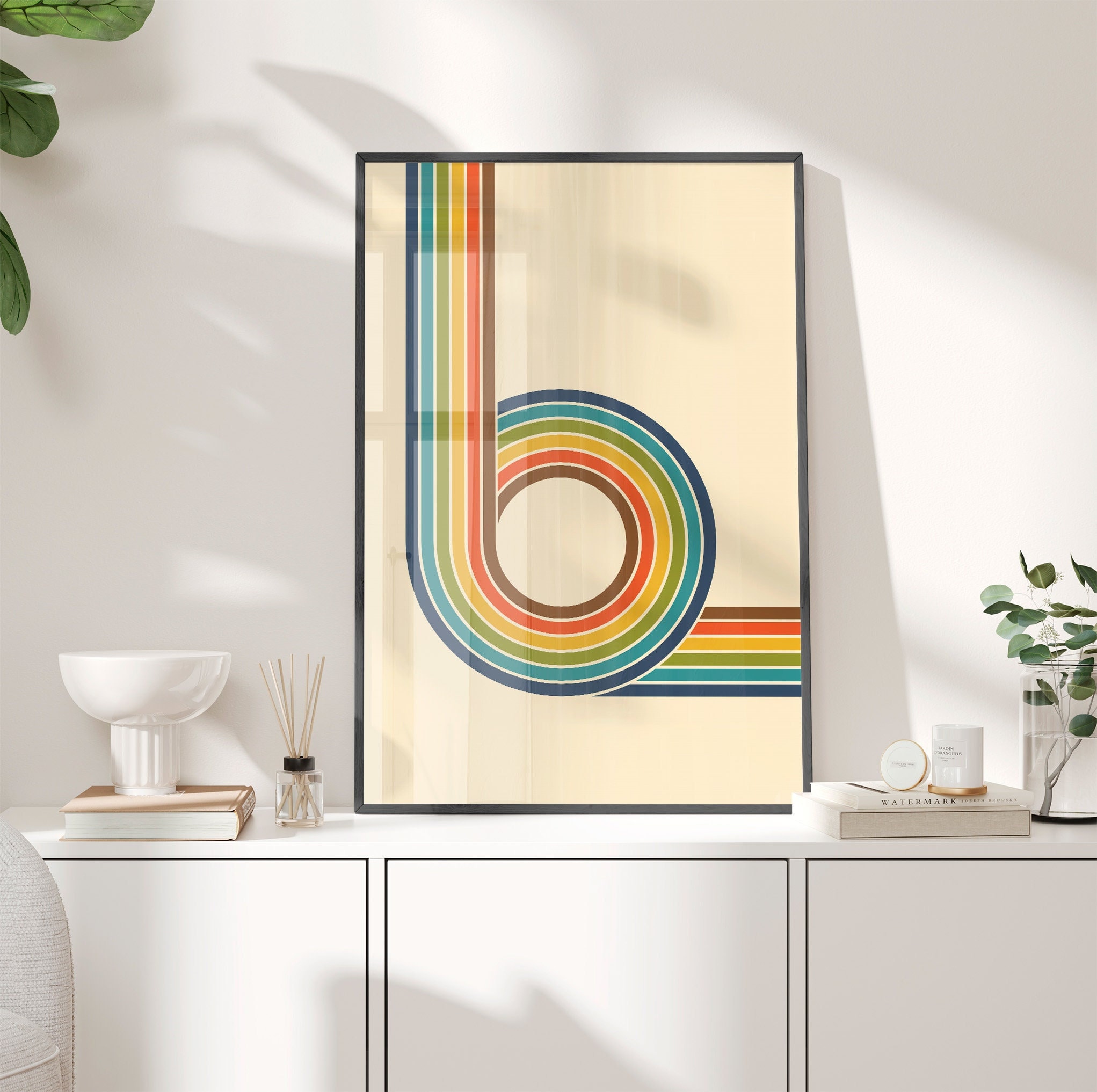 Retro Rainbow 70s Poster, Geometric 1970s Retro Art Poster, | Inspire ...