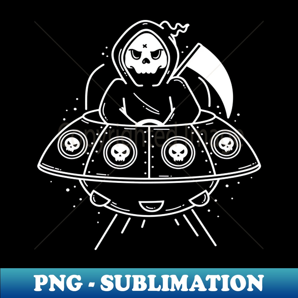 Grim Reaper Riding UFO Spaceship - High-Quality PNG Sublimat | Inspire ...