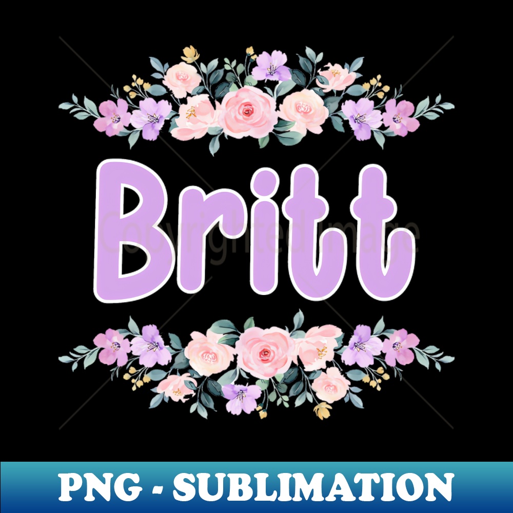 Purple Flower Britt Name Label - PNG Transparent Sublimation | Inspire ...