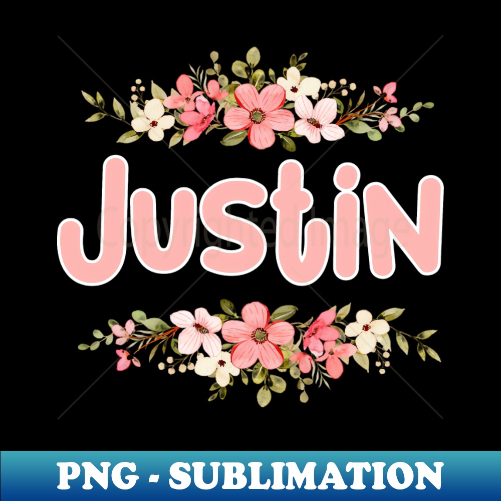 Flower Border Justin Name Label - PNG Transparent Sublimatio | Inspire ...