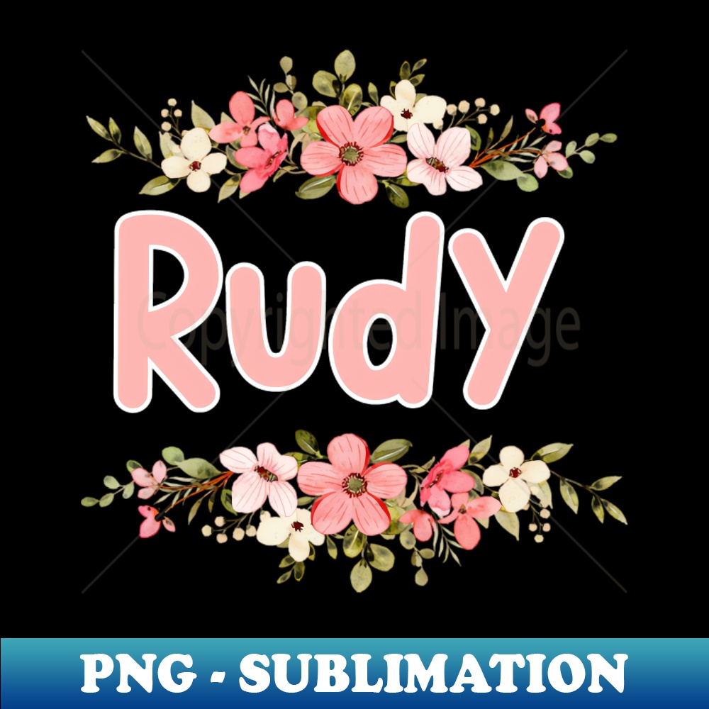 Flower Border Rudy Name Label - PNG Transparent Sublimation - Inspire ...