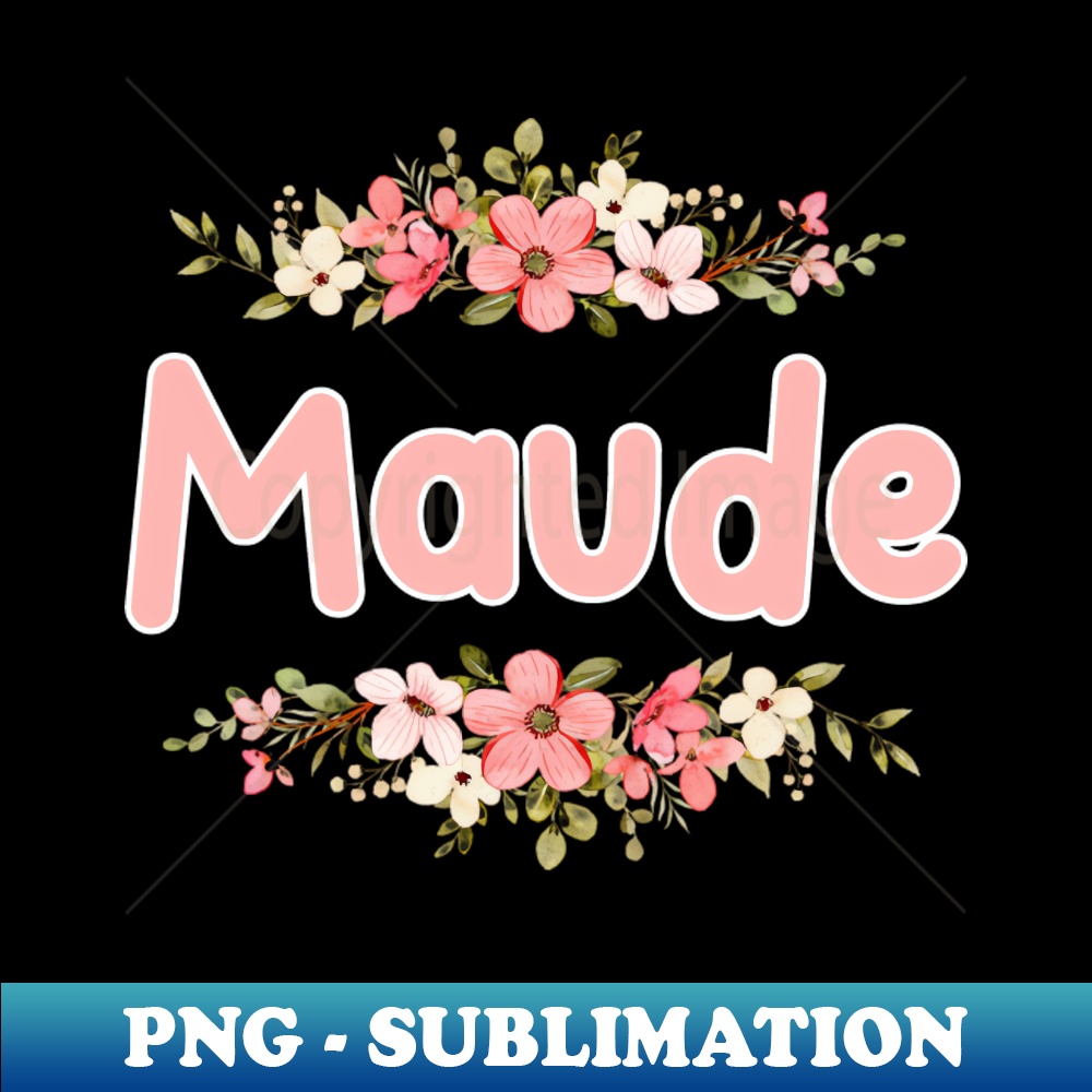 Flower Border Maude Name Label - Elegant Sublimation PNG Dow - Inspire ...