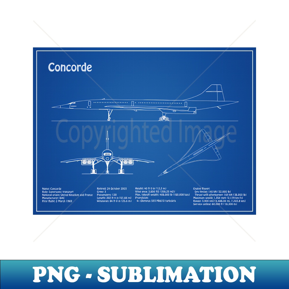 Concorde - Airplane Blueprint - AD - Creative Sublimation PN | Inspire ...