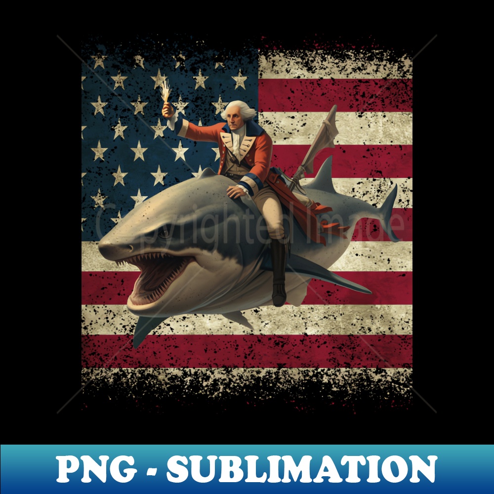 George Washington Riding a Shark American Flag - High-Qualit | Inspire ...
