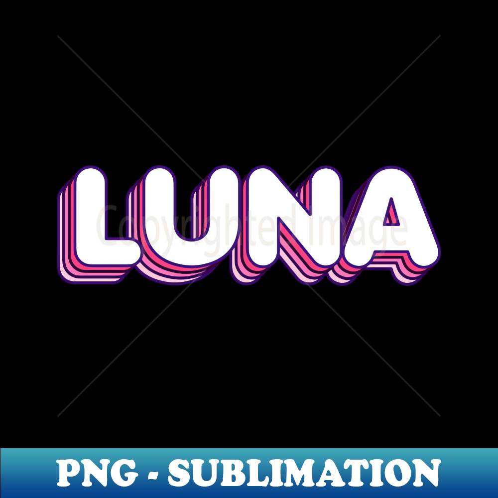 Luna Pink Layered Name Label - Retro PNG Sublimation Digital | Inspire ...