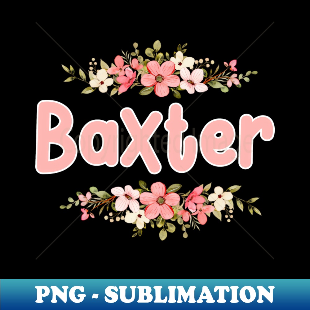 Flower Border Baxter Name Label - High-Resolution PNG Sublim - Inspire ...