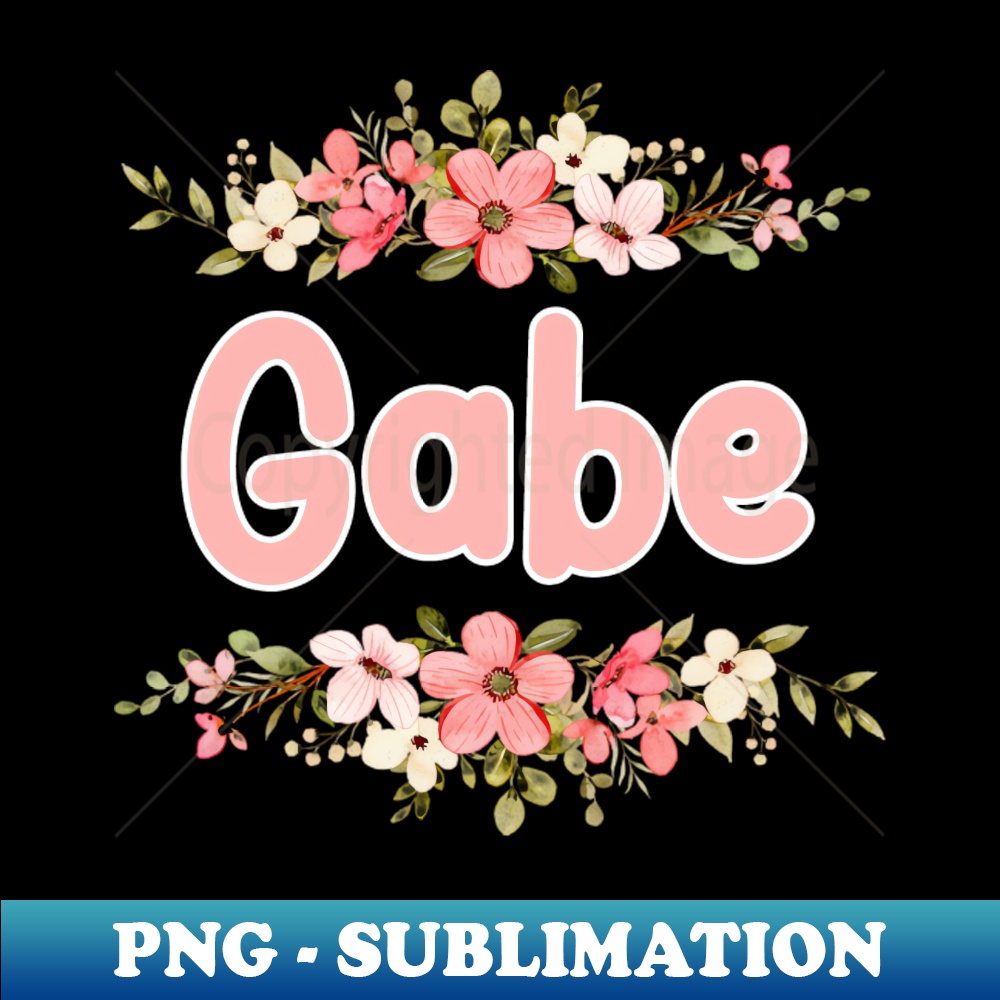 Flower Border Gabe Name Label - Vintage Sublimation PNG Down | Inspire ...