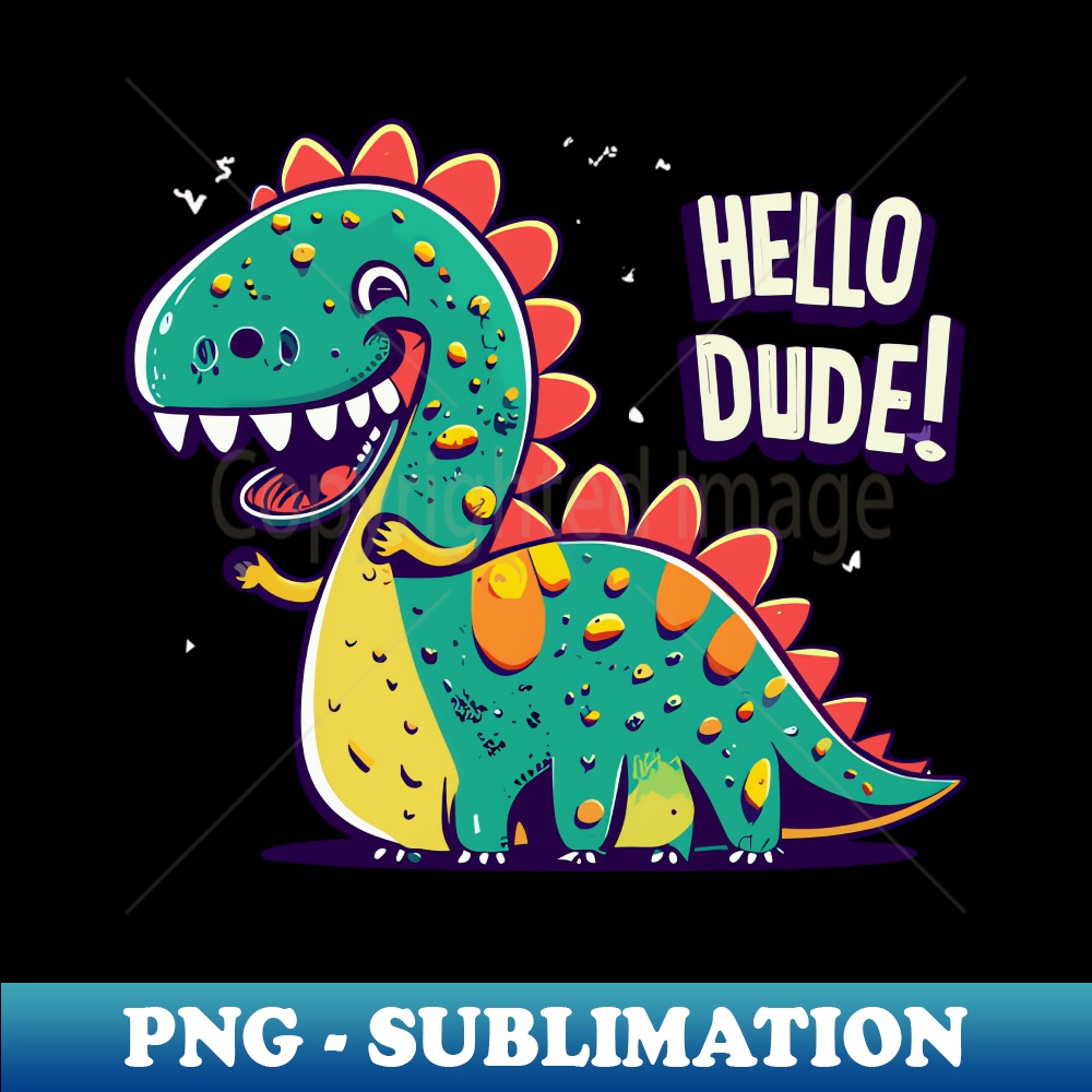 Funny dino says Hello dude - High-Resolution PNG Sublimation | Inspire ...