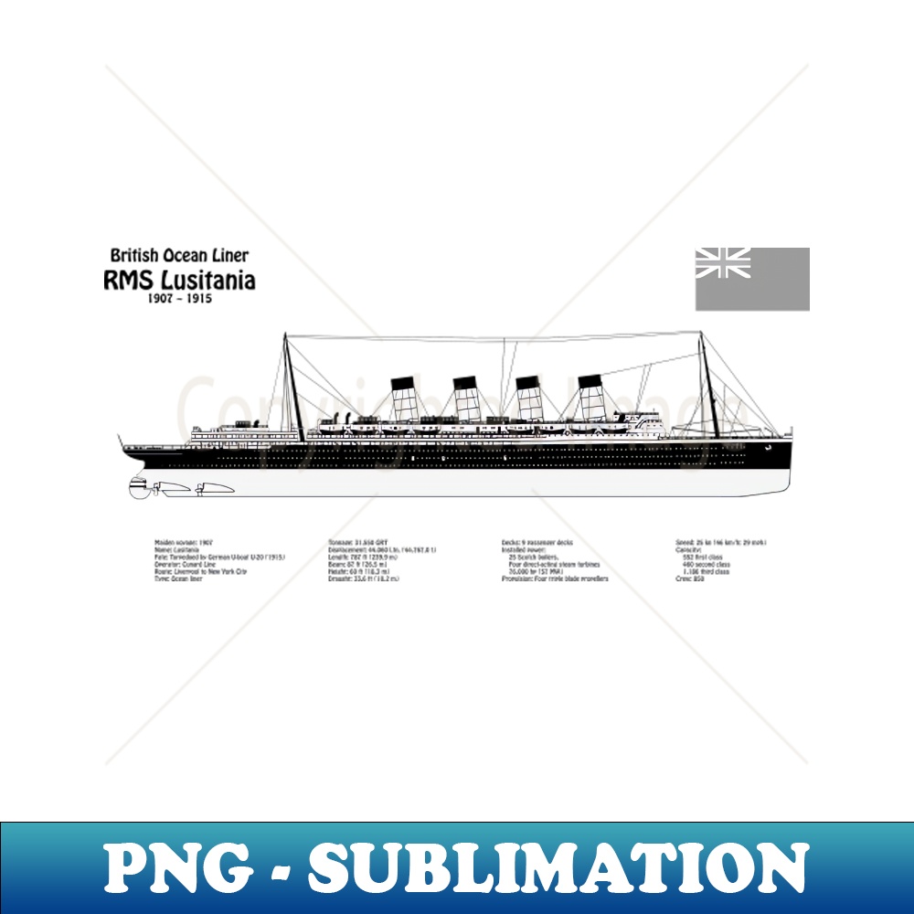 RMS Lusitania ship plans Cunard Ocean Liner - SBDpng - Excl - Inspire ...