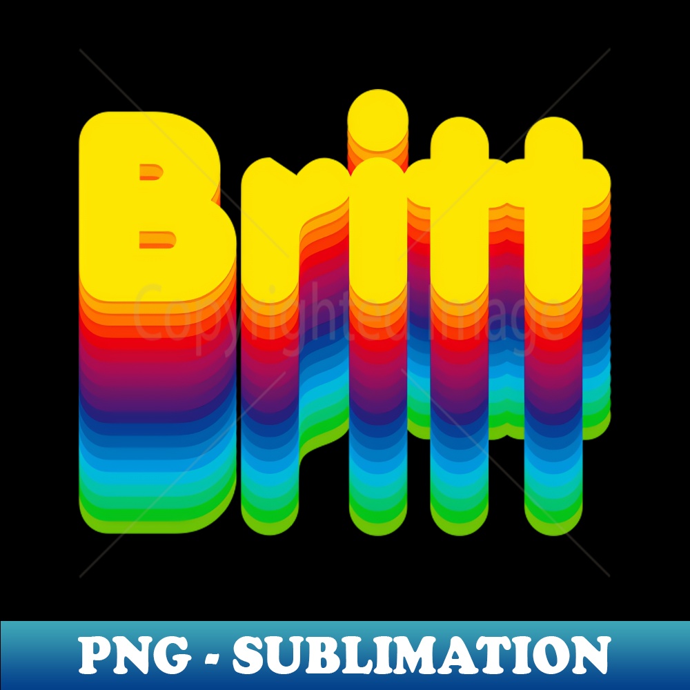 Rainbow Layers Britt Name Label - Retro PNG Sublimation Digi - Inspire ...