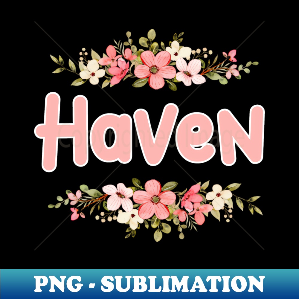 Flower Border Haven Name Label - PNG Transparent Digital Dow | Inspire ...