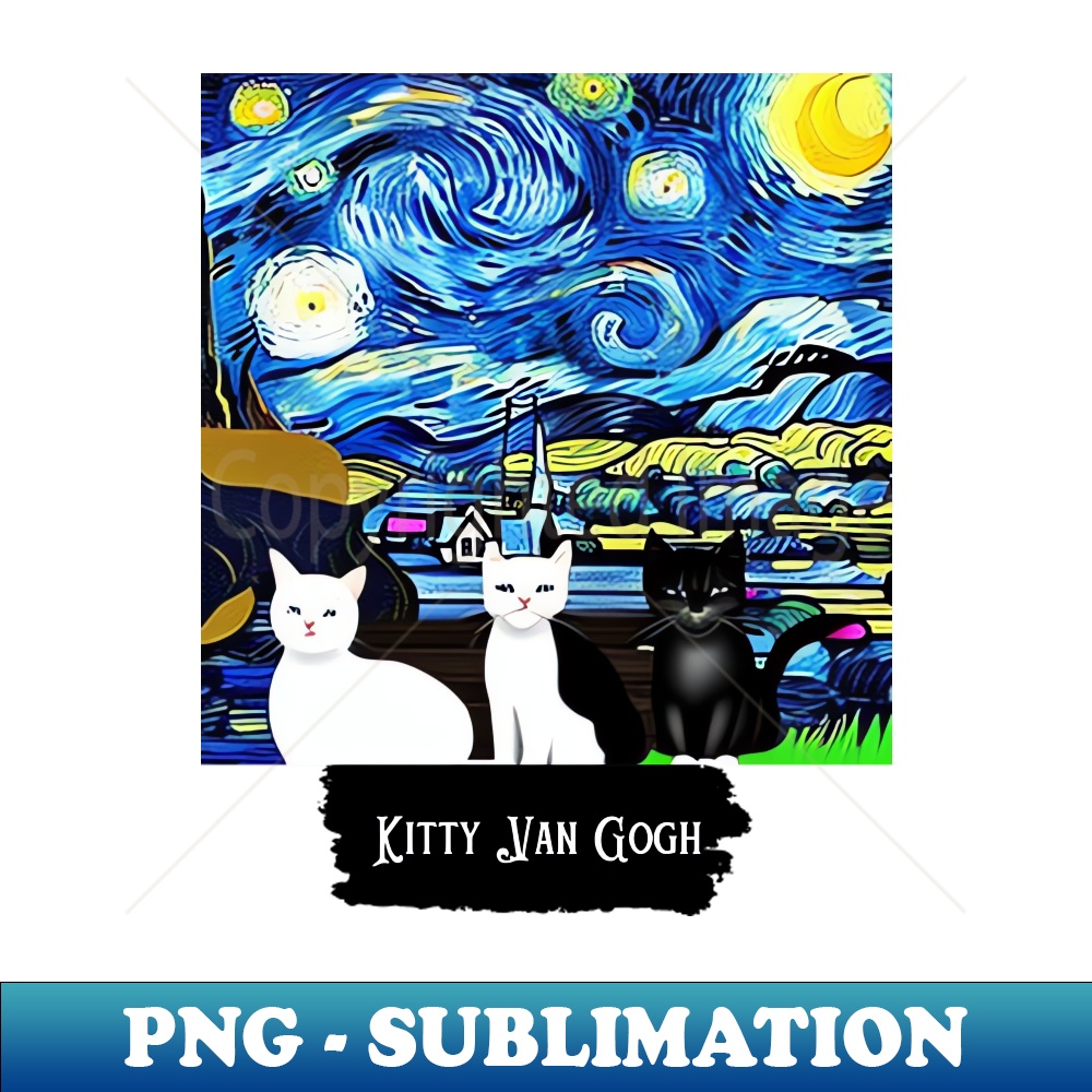 Kitty Van Gogh t-shirt - PNG Transparent Digital Download Fi | Inspire ...