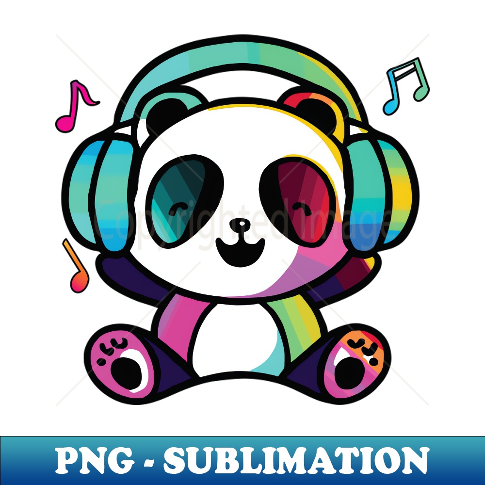 Happy Panda Bear with headphones - Exclusive Sublimation Dig | Inspire Uplift