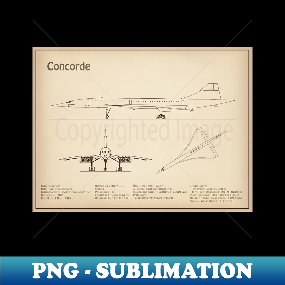 Concorde - Airplane Blueprint - SD - High-Resolution PNG Sub | Inspire ...