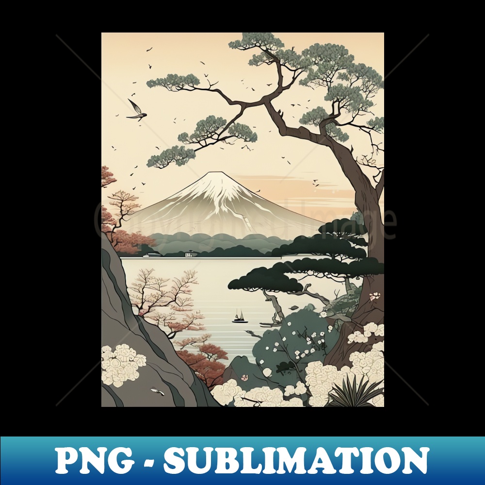 Mount Fuji Portrait - Retro PNG Sublimation Digital Download - Inspire ...
