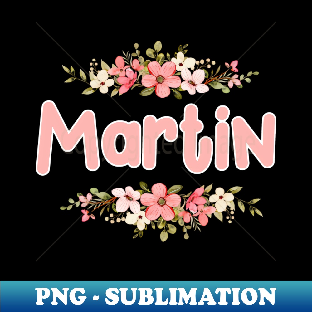 Flower Border Martin Name Label - Unique Sublimation PNG Dow | Inspire ...