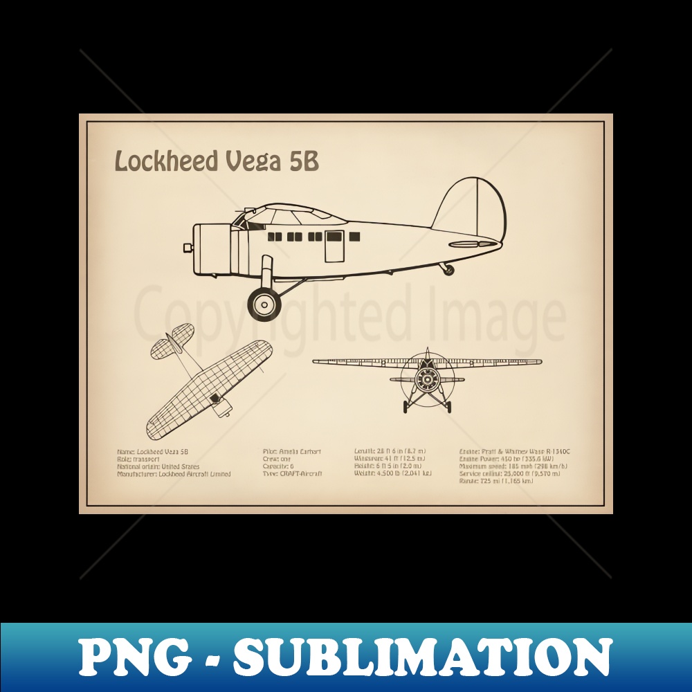 Lockheed Vega 5b of Amelia Earhart - Airplane Blueprint - SD - Inspire ...