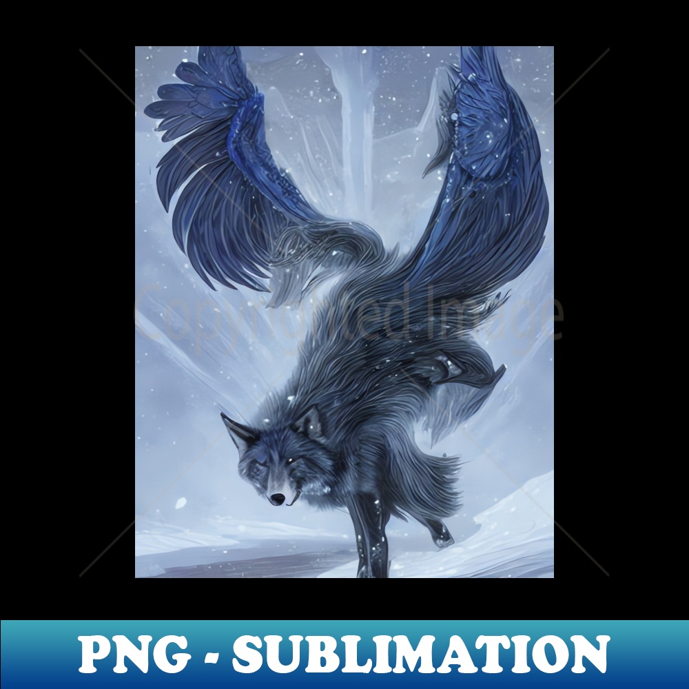 Blue Wolf With Wings Facing Front - Exclusive PNG Sublimatio | Inspire ...