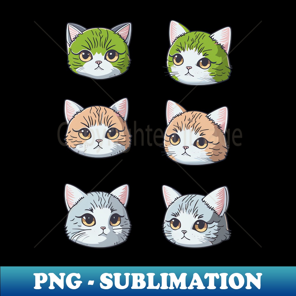 Cute Kawaii Cat Head Sticker - PNG Sublimation Digital Downl | Inspire ...