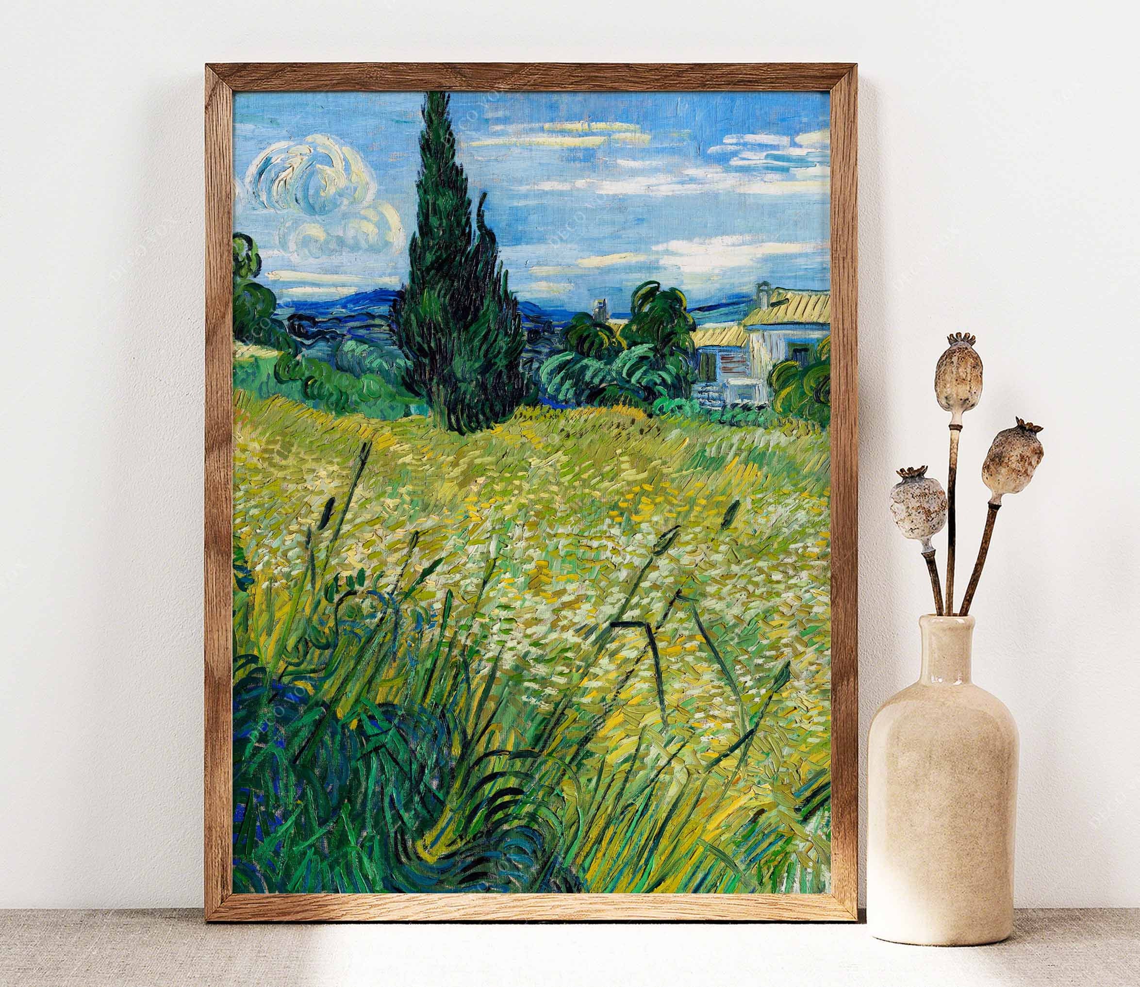 Vincent Van Gogh Green Wheat Field with Cypress Poster, Van | Inspire ...