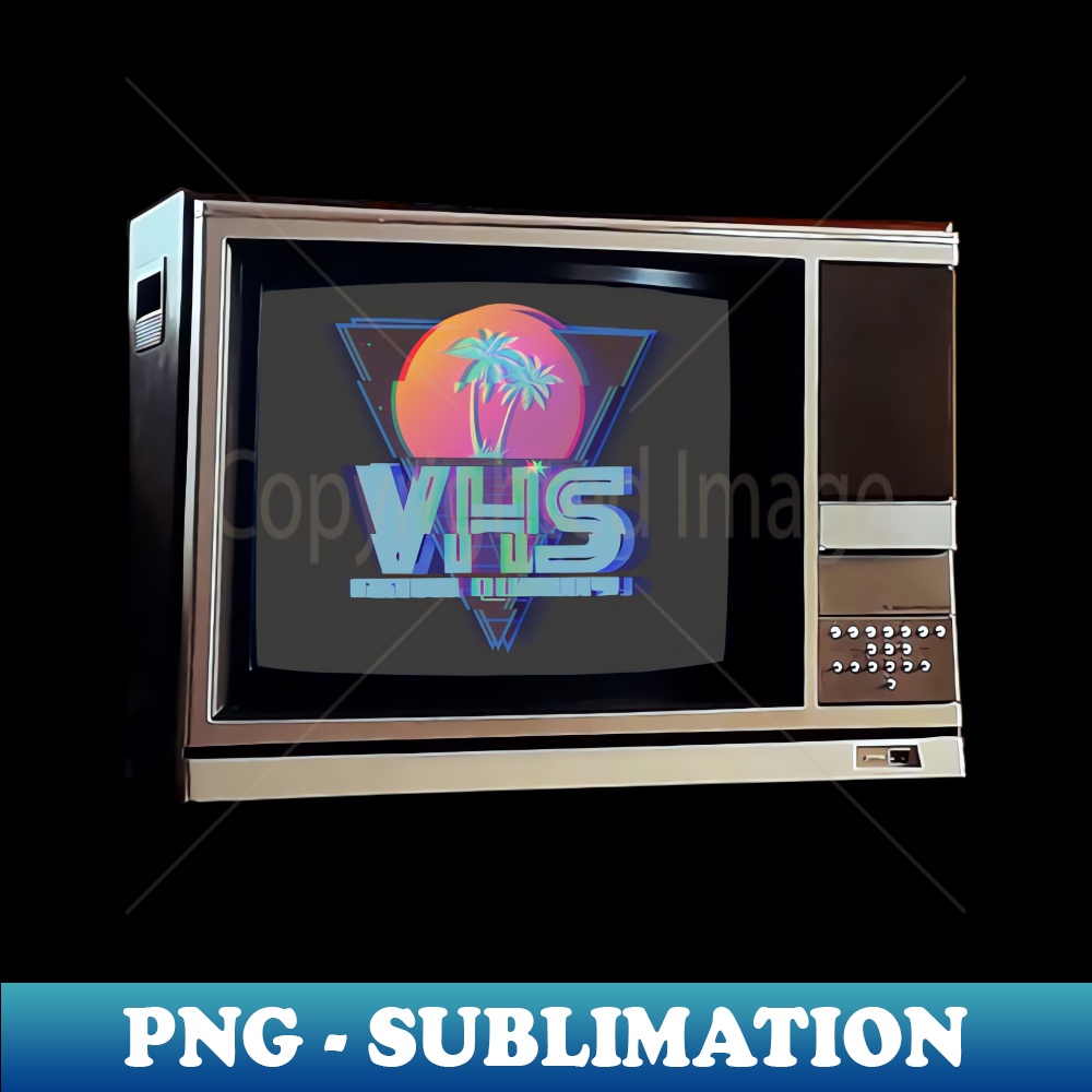 TV SET VHS 3 palms grid GLITCHED - Modern Sublimation PNG - Inspire Uplift
