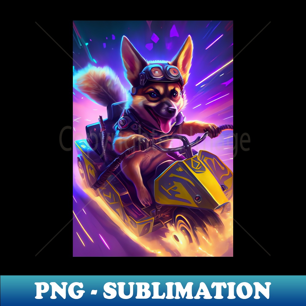 Cyberpunk German Shepherd Super Dog Kart Racing - PNG Transp | Inspire ...