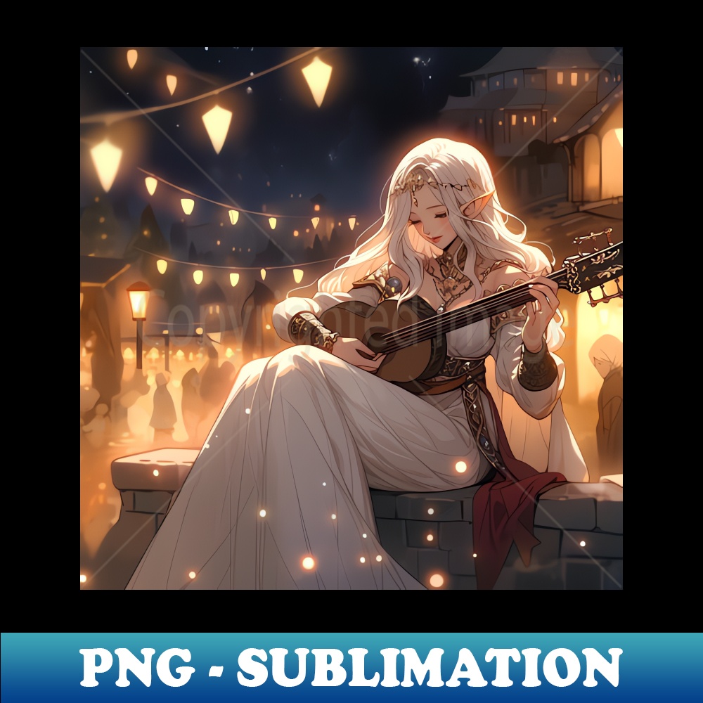 elf playing lute - High-Resolution PNG Sublimation File - Un | Inspire ...
