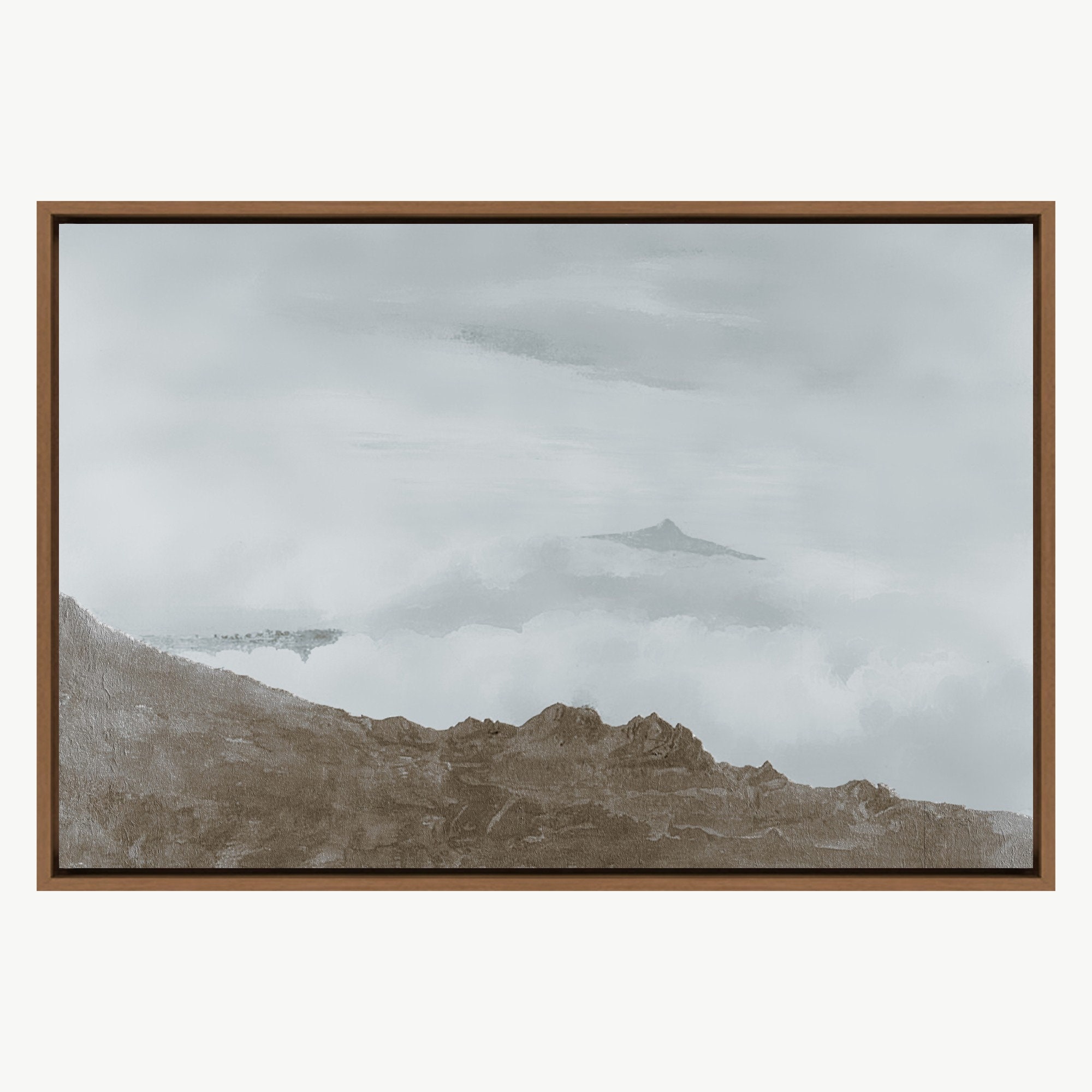 Brown Hill Over Foggy Terrain Scenic Landscape Illustrations | Inspire ...