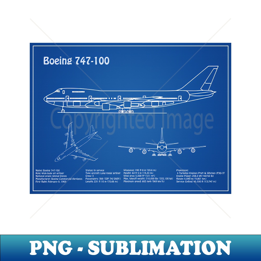 Boeing 747 - 100 - Airplane Blueprint - AD - Exclusive PNG S - Inspire ...