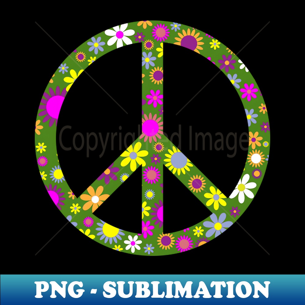 Retro Peace Sign Flower Power Gift - Professional Sublimatio | Inspire ...