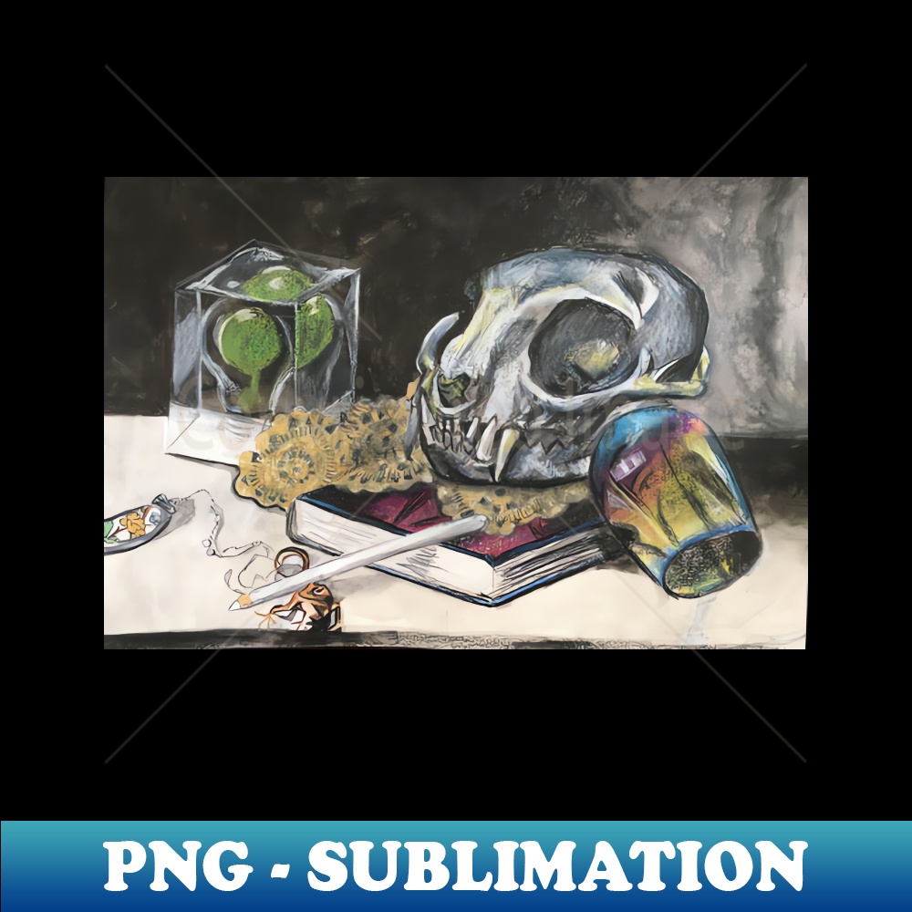 Still Life With Skull And Prismacolor - Retro PNG Sublimatio - Inspire ...