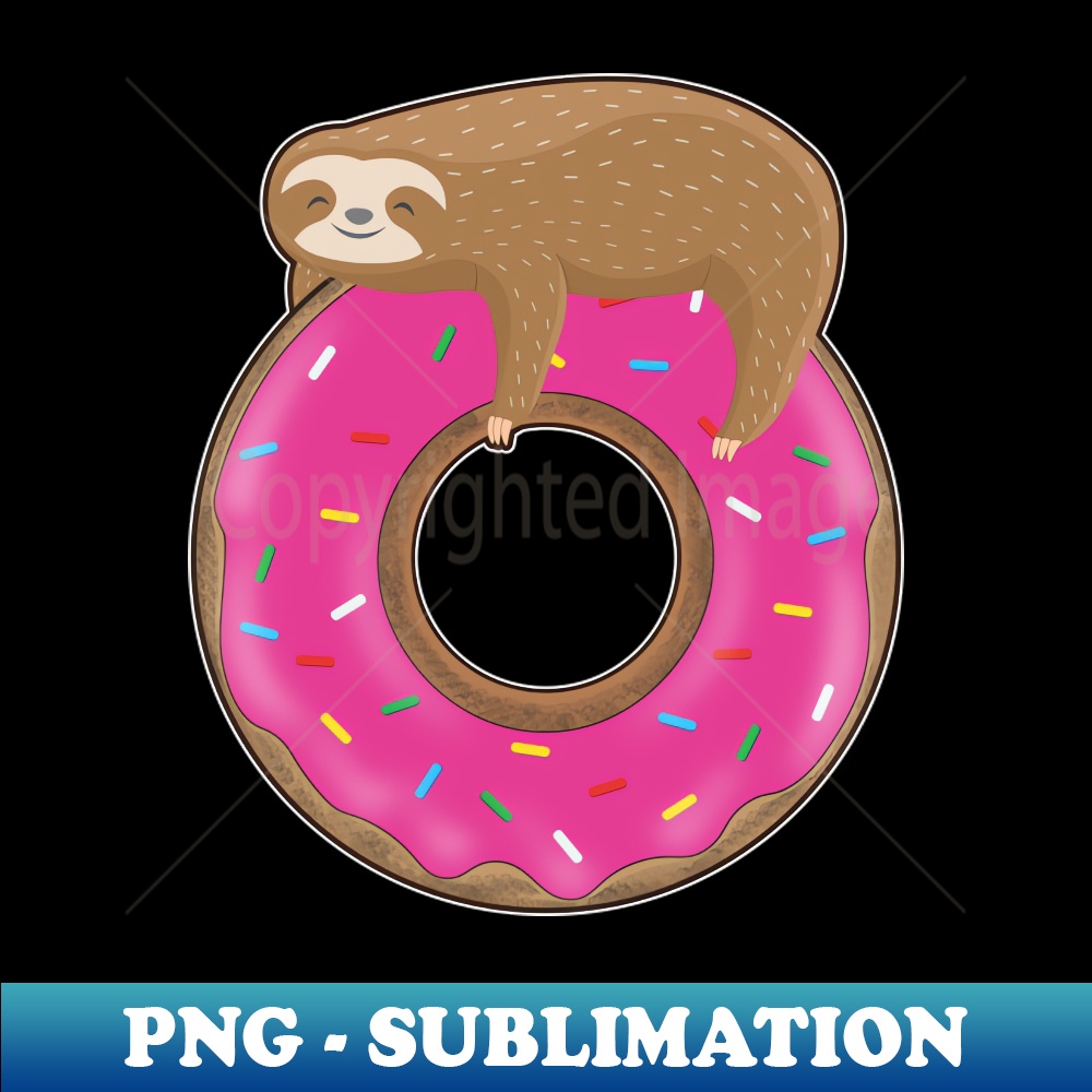 Cute baby sloth sleeping on a donut - PNG Transparent Sublim | Inspire ...
