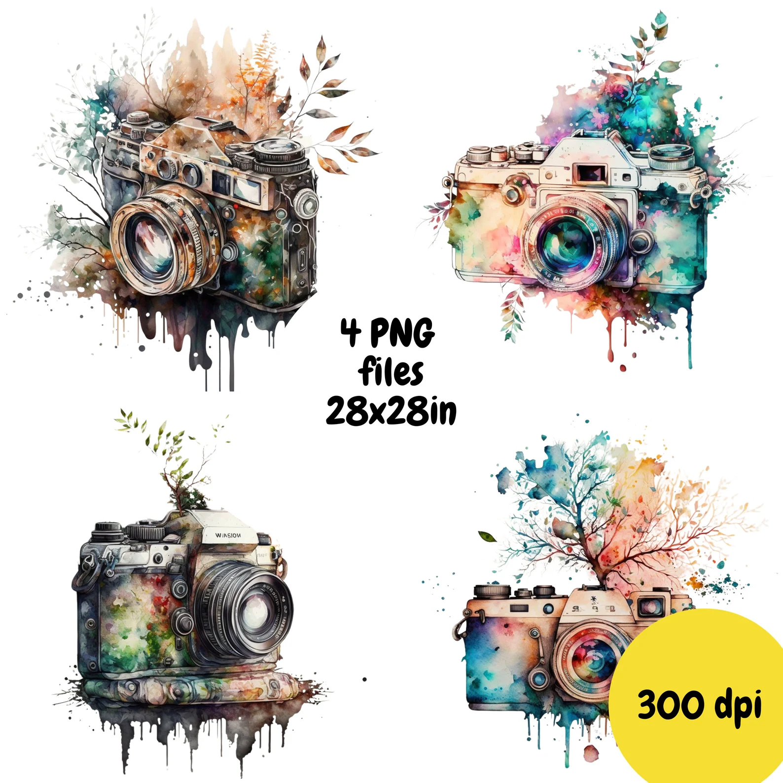 "Watercolor Camera, Digital Downloads, Camera Clipart, Camer | Inspire ...